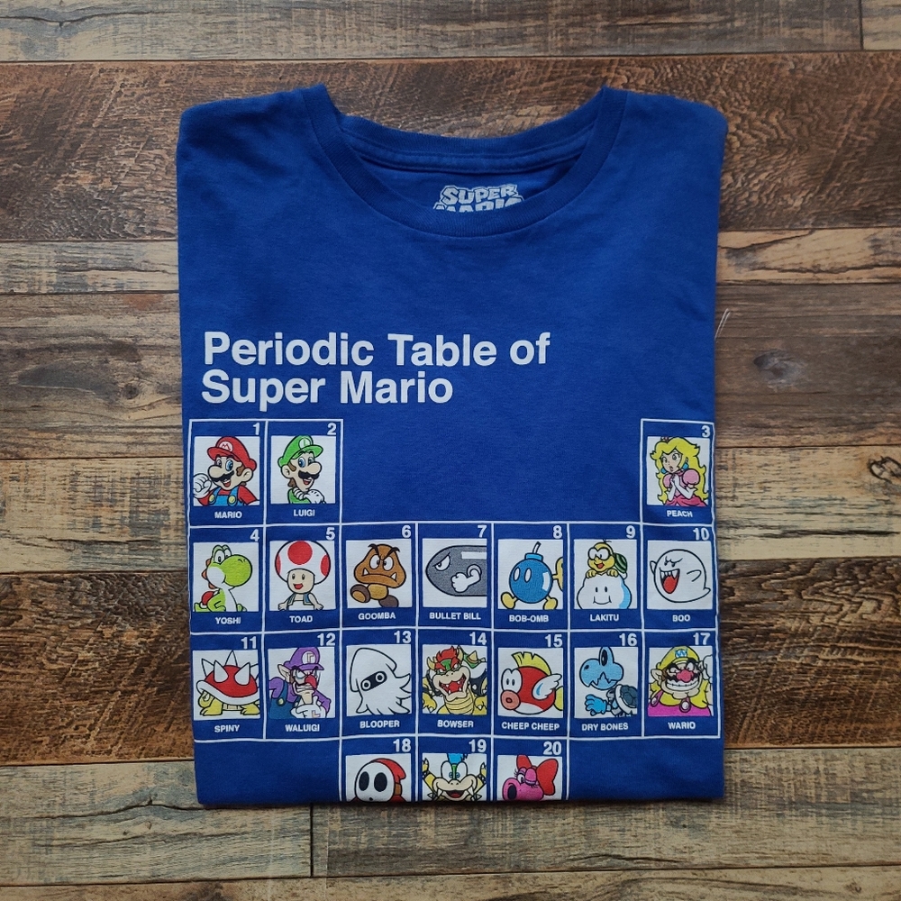 Periodic Table Of Super Mario Shirt Large Blue - Gem